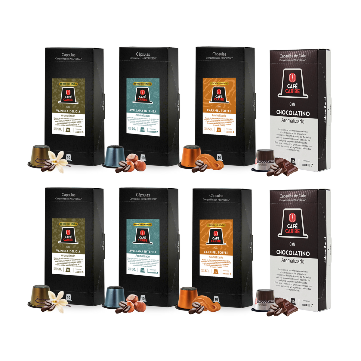 Mix Café Aromatizado - 80 cápsulas compatibles con Nespresso - Café Caribe